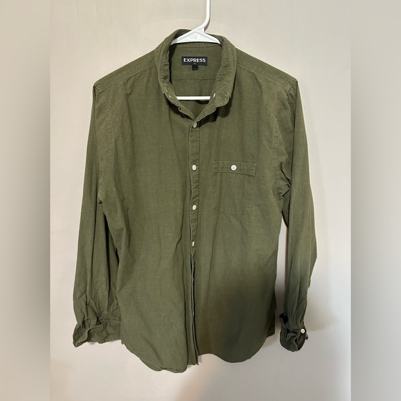 Express | Shirts | Express Men Cotton Full Sleeve Button Down Olive ...